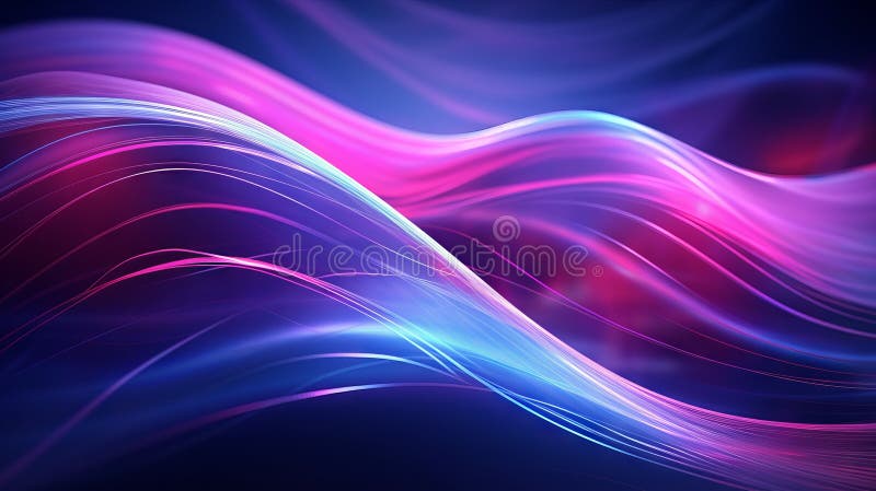 Pink and Blue Lines on a Dark Background. Gradient Flowing Wave Lines ...