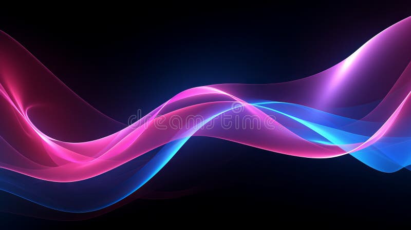 Pink and Blue Lines on a Dark Background. Gradient Flowing Wave Lines ...