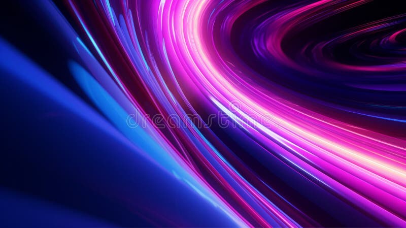 Pink and Blue Lines on a Dark Background. Gradient Flowing Wave Lines ...