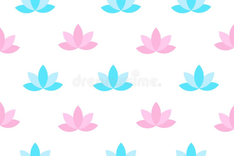 Pink and Blue Lotus Flowers. Seamless Pattern Stock Vector ...