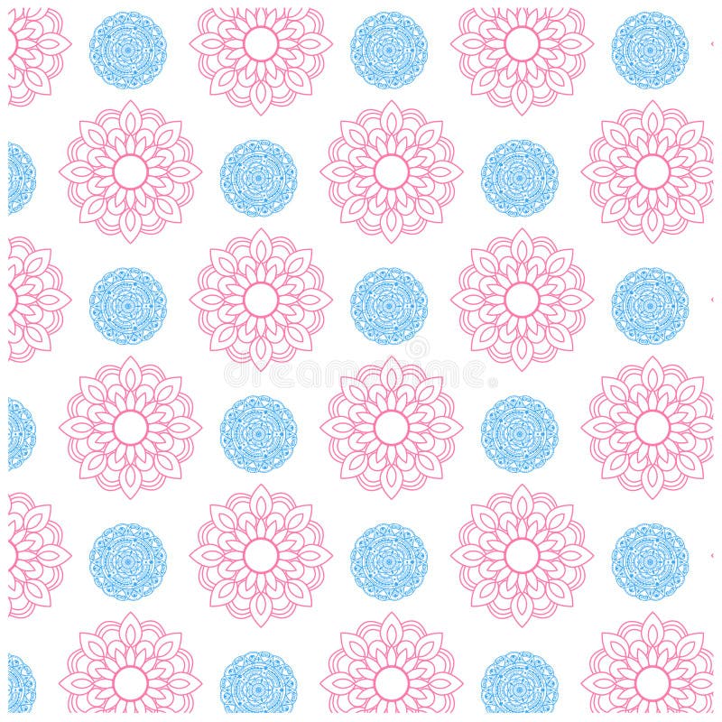 Pink & Blue Mandala Grid: Repeating Spiritual Pattern Stock Vector ...