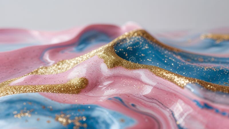 Pink and Blue Marble Effect Creating Stunning Visual with Golden ...
