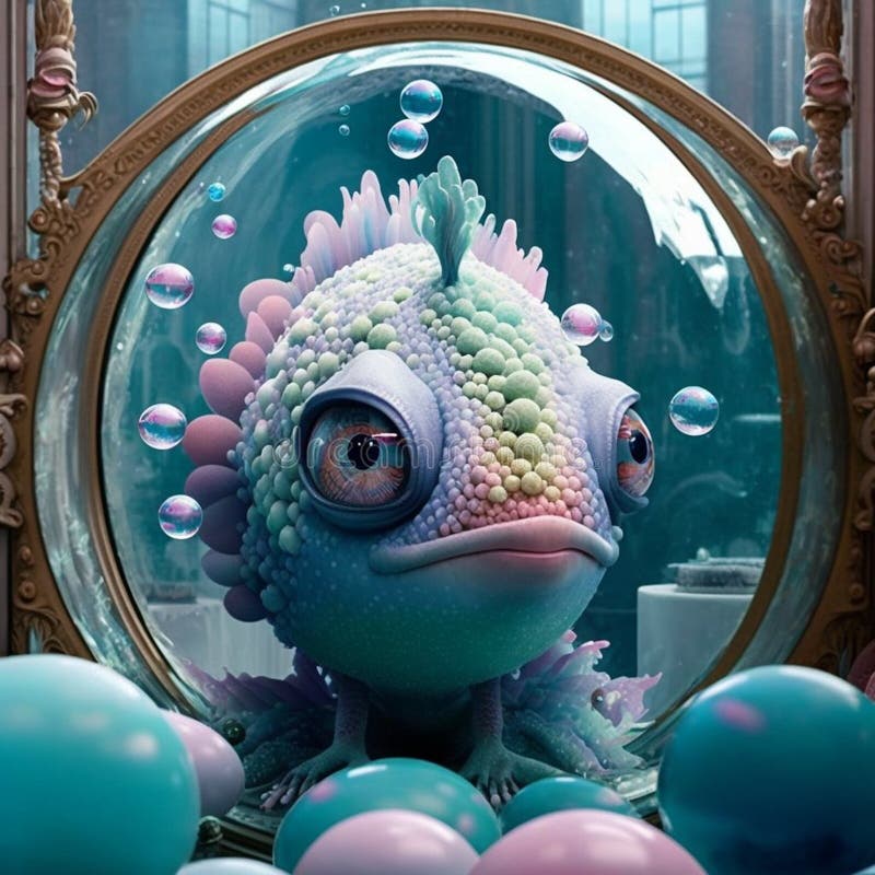 A Pink and Blue Monster Fish Stock Illustration - Illustration of ...