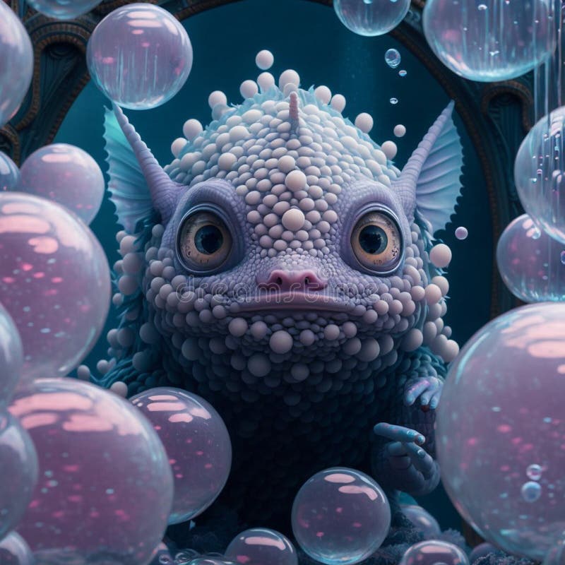 A Pink and Blue Monster Fish Stock Illustration - Illustration of ...