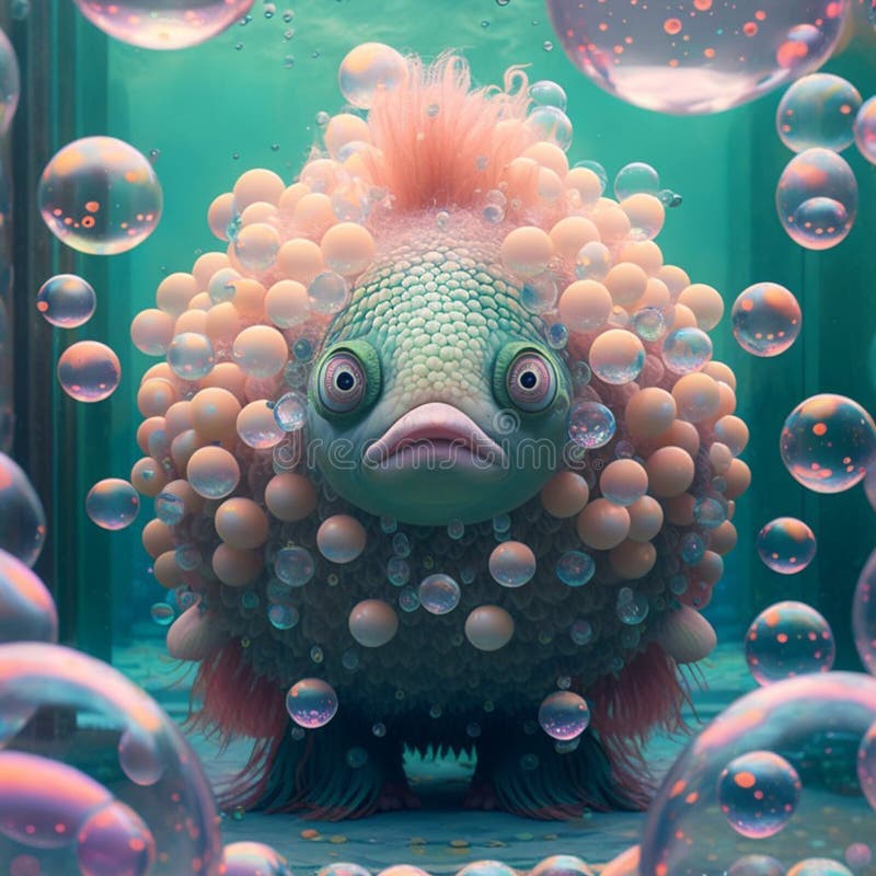 A Pink and Blue Monster Fish Stock Illustration - Illustration of ...