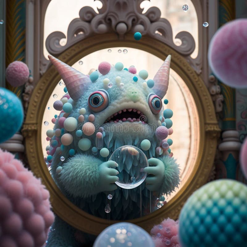 A Pink and Blue Monster Fish Stock Illustration - Illustration of park ...