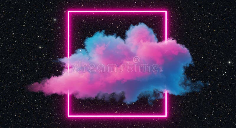 Pink and Blue Nebula Dream in Neon Square Abstract Cosmic Dreamscape ...