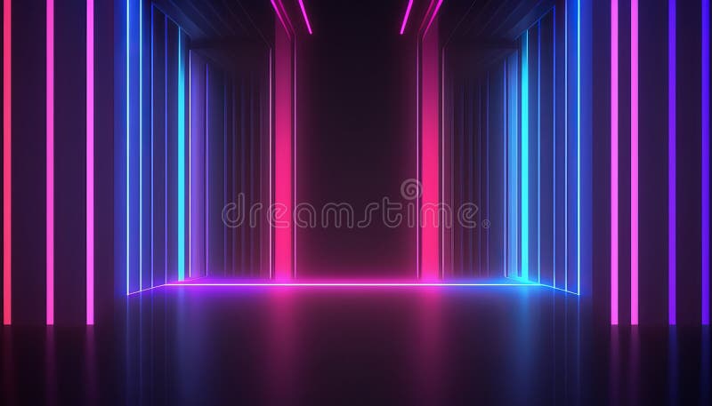 Pink and Blue Neon Lines Background. Stock Illustration - Illustration ...