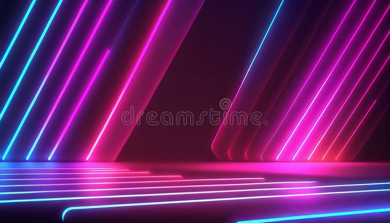 Pink and Blue Neon Lines Background. Stock Illustration - Illustration ...