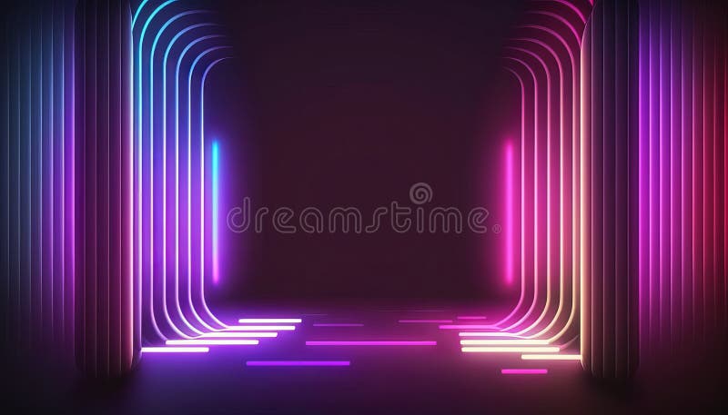 Pink and Blue Neon Lines Background. Stock Illustration - Illustration ...