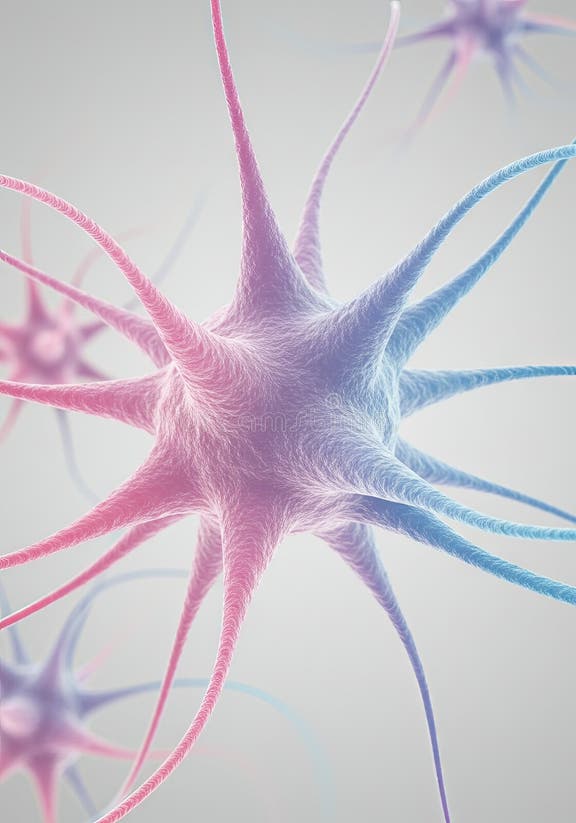 Pink and Blue Neuron Cells Network Microscopic View Stock Illustration ...