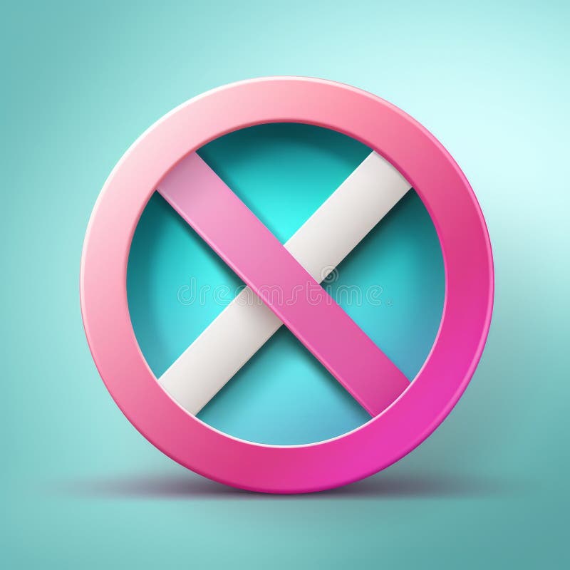 A Pink and Blue No Sign on a Turquoise Background Stock Illustration ...
