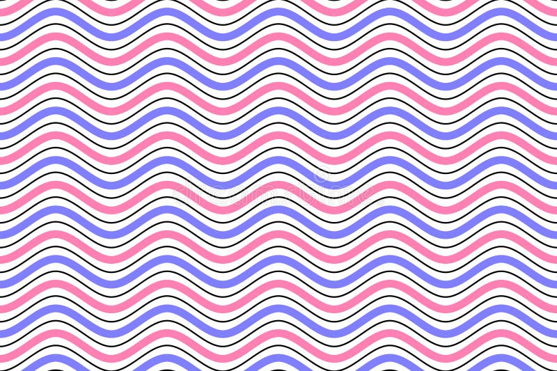 Pink and Blue Ocean Wave Lines Repeating Pattern on White Background ...