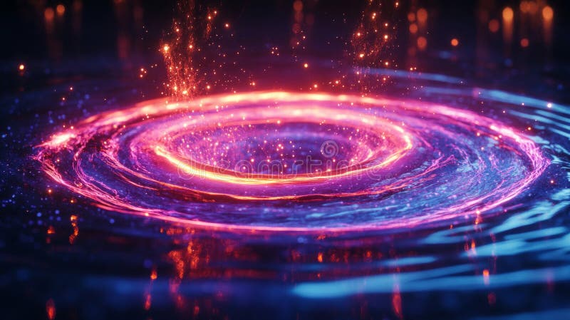 Pink Blue Orange Light Rings Water Abstract Background Stock ...