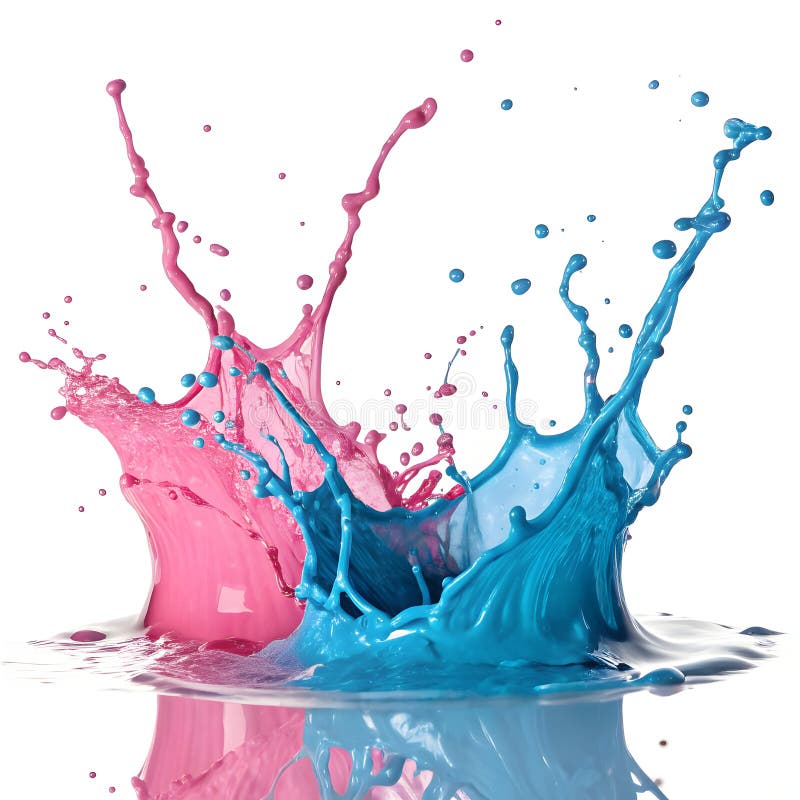 Pink and Blue Paint Splash Isolated on White Background Stock ...
