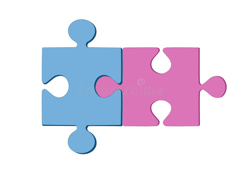 Pink and Blue Pair Puzzle Pieces Stock Illustration - Illustration of ...