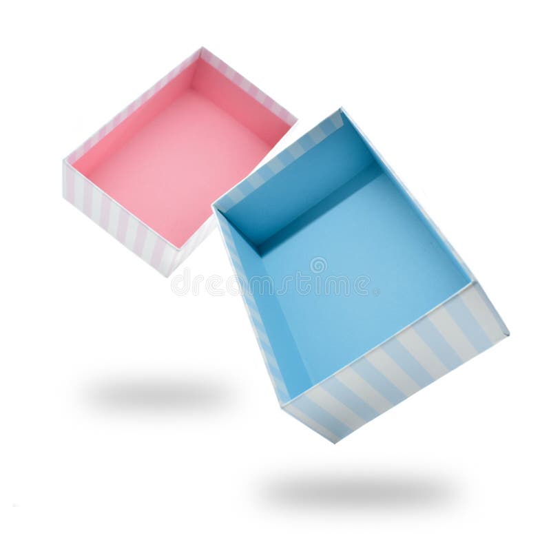 Pink and Blue Paper Box on White Background, Package for Design Stock ...