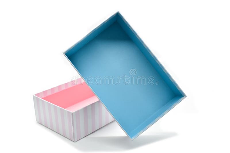 Pink and Blue Paper Box on White Background, Package for Design Stock ...