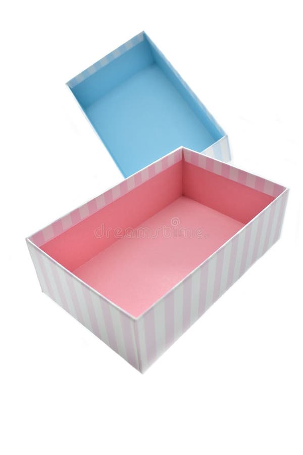 Pink and Blue Paper Box on White Background, Package for Design Stock ...