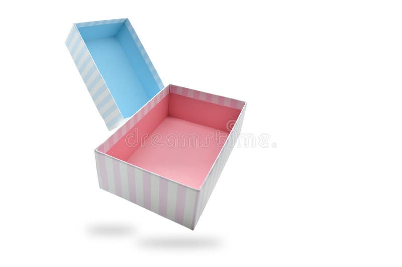 Pink and Blue Paper Box on White Background, Package for Design Stock ...