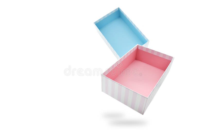 Pink and Blue Paper Box on White Background, Package for Design Stock ...