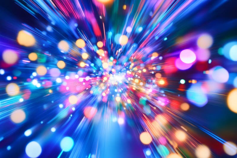 Pink Blue Particles Flying Digital Tunnel Motion Blur Effect Stock ...