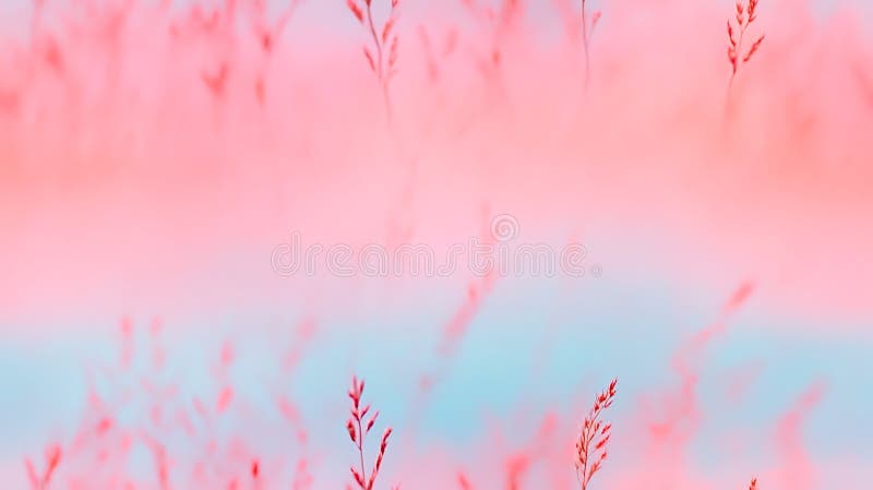 Pink and Blue Pastel Grasses in Soft Focus Background Stock ...