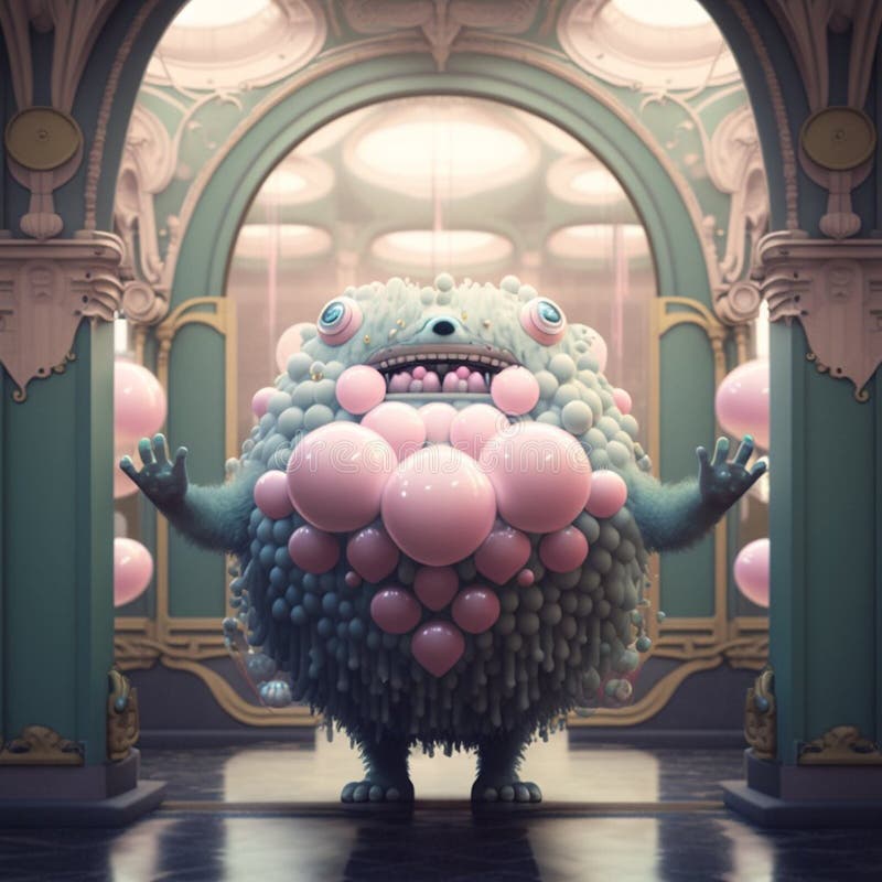 A Pink and Blue Monster Fish Stock Illustration - Illustration of ...