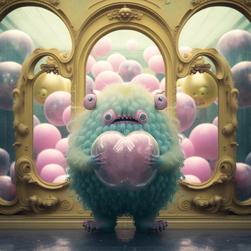 A Pink and Blue Monster Fish Stock Illustration - Illustration of games ...