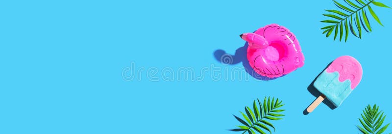 Pink and Blue Popsicle with a Flaming Float Stock Image - Image of flat ...