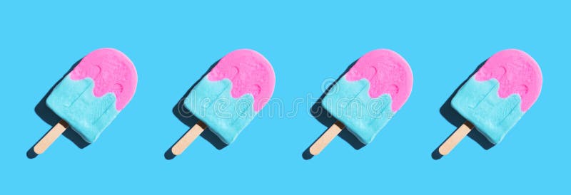 Pink and Blue Popsicles with Shadow Stock Illustration - Illustration ...