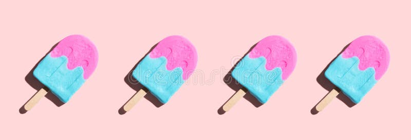 Pink and Blue Popsicles with Shadow Stock Illustration - Illustration ...