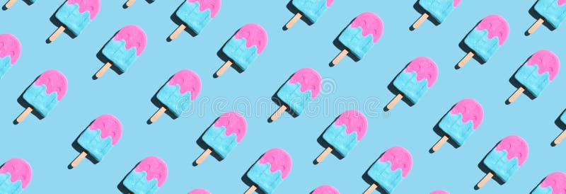 Pink and Blue Popsicle with Summer Theme Items Stock Image - Image of ...
