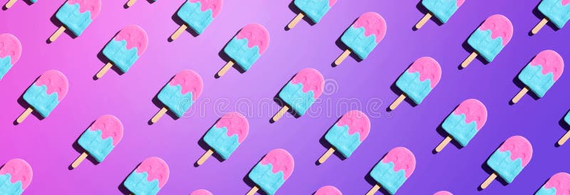 Pink and Blue Popsicle with Shadow Stock Image - Image of cream, flat ...