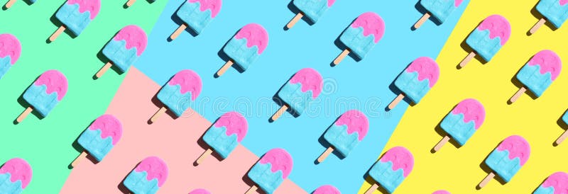 Pink and Blue Popsicles with Shadow Stock Photo - Image of frozen, flat ...