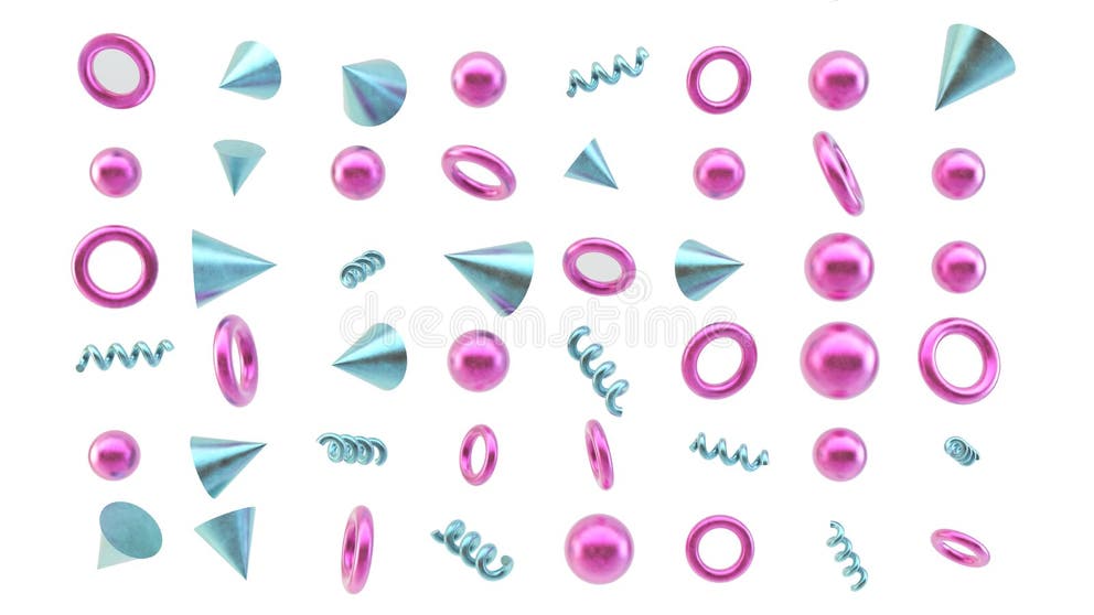 Pink and blue primitives stock illustration. Illustration of sphere ...