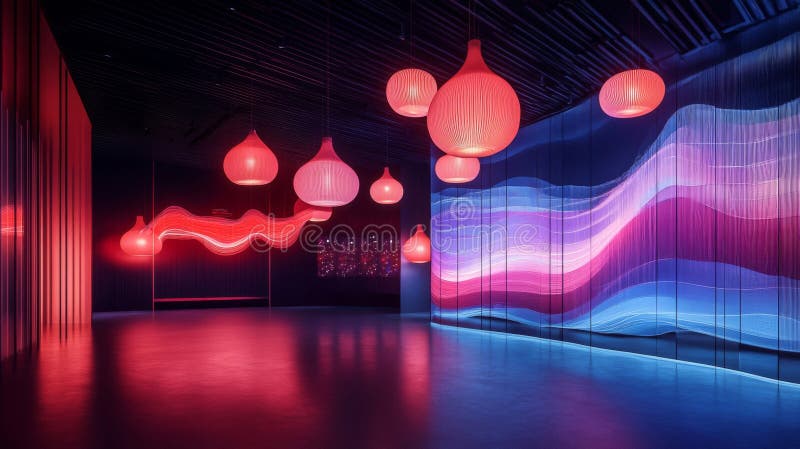 Pink Blue Purple Illuminated Light Installation Modern Interior Design ...