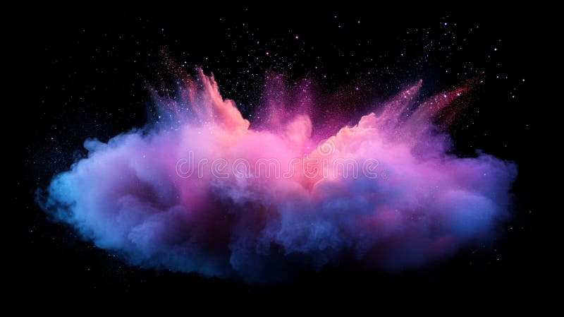 Pink Blue Purple Powder Explosion on Black Background Stock ...