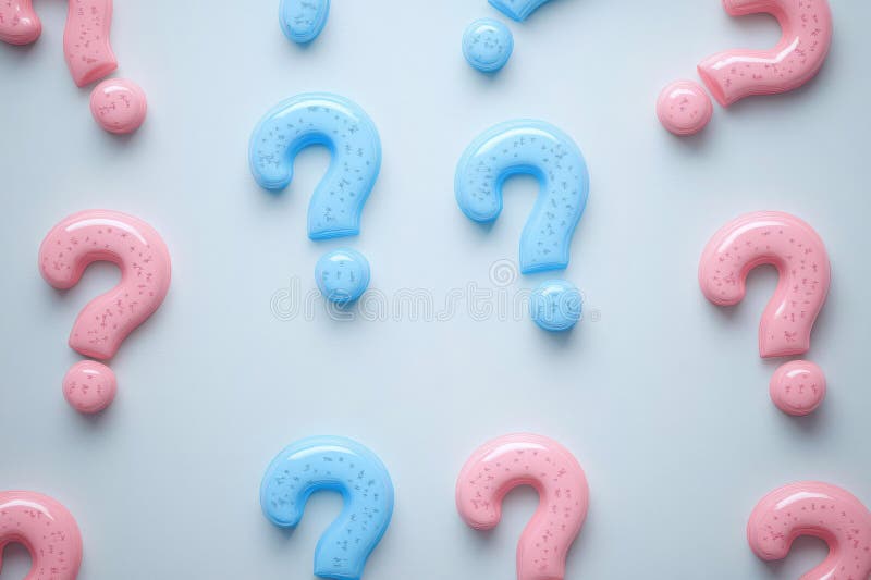 Pink and Blue Question Marks are Floating on a Light Blue Background ...