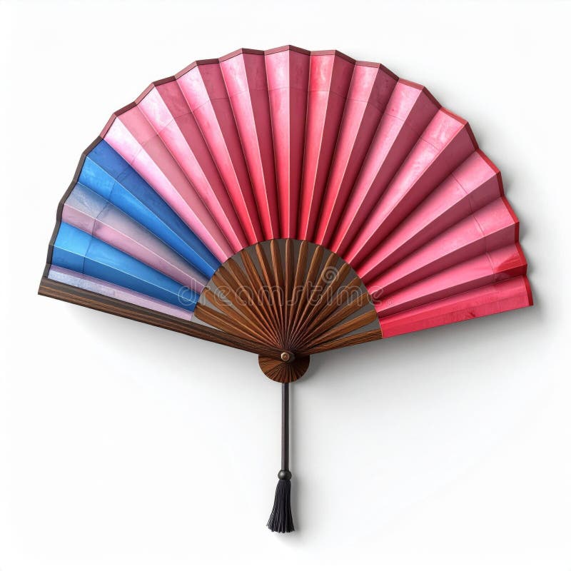 Pink Blue and Red Hand Fan on White Background Stock Illustration ...