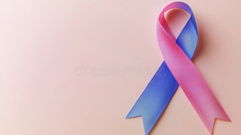 Pink and Blue Ribbon Awareness Symbol on Pink Background Stock ...
