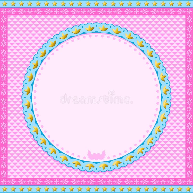 Pink and Blue Round Frame with Stars Stock Vector - Illustration of ...