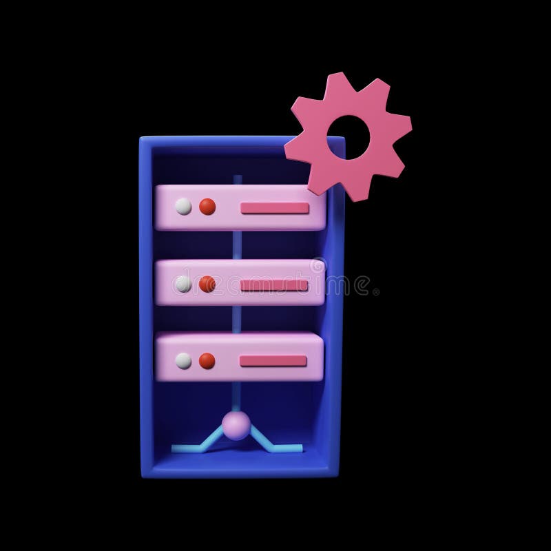 Pink and Blue Server Setting Symbol 3D Rendering Black Stock ...