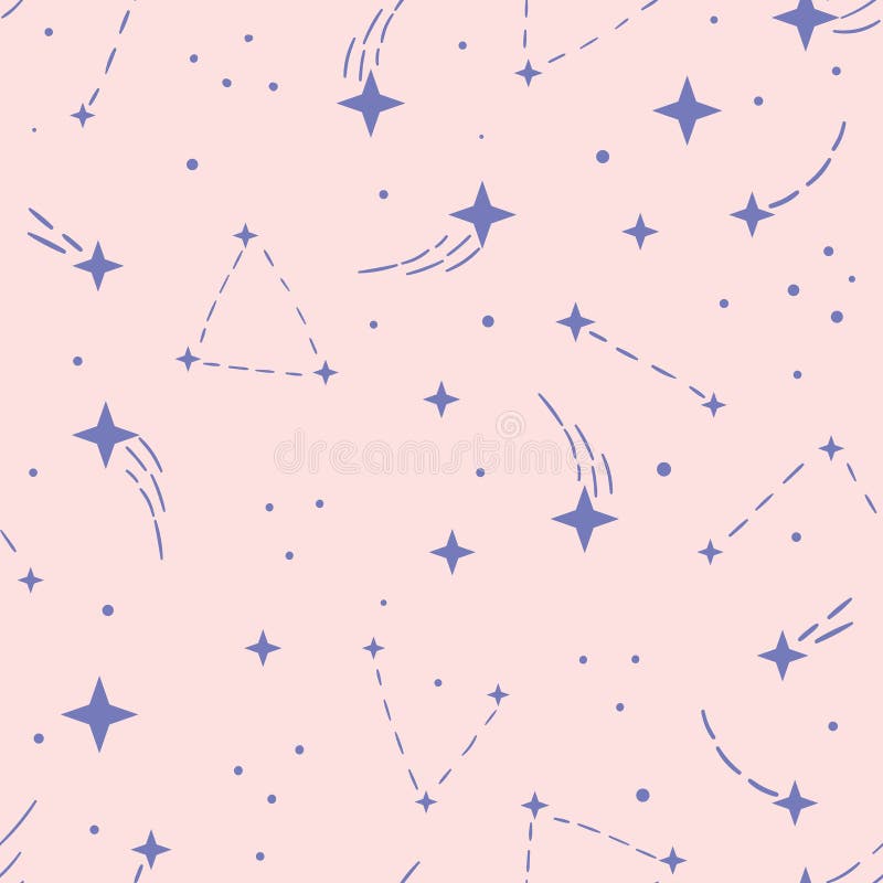 Pink and Blue Shooting Star Galaxy Pattern, Vector Repeat Background ...