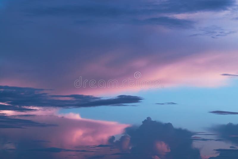 Pink and Blue Sky with Clouds Like Cotton Candy for Peaceful Background ...
