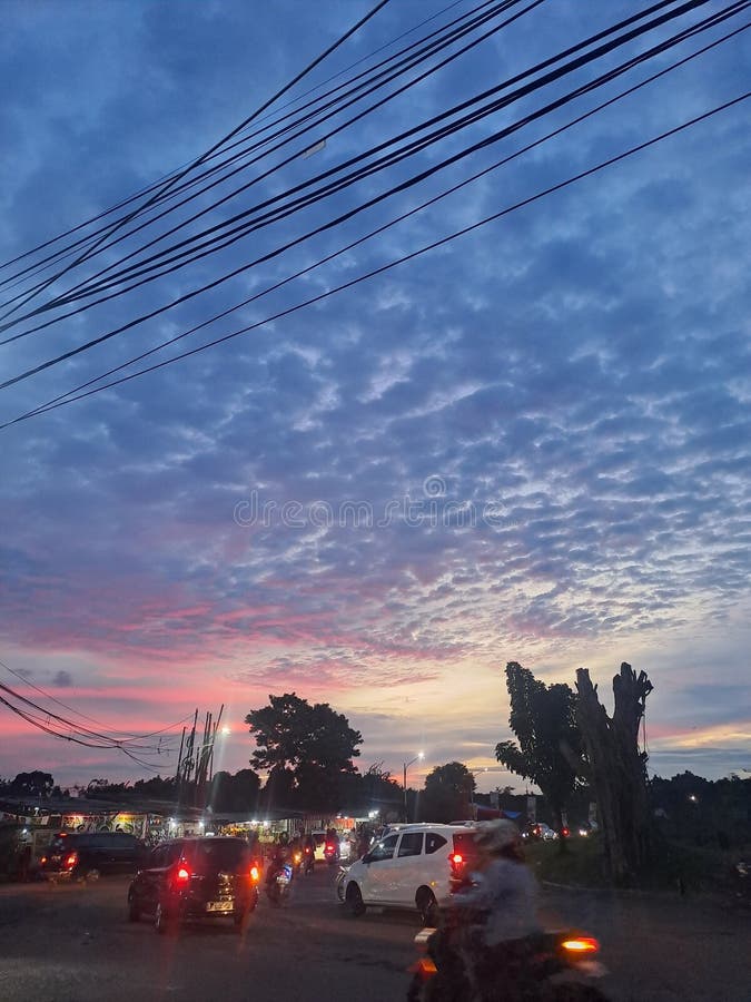 Pink and Blue Sky with Pretty Clouds Stock Image - Image of ontheroad ...