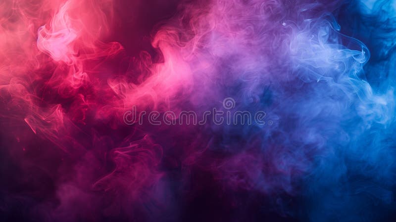 Pink and Blue Smoke Billows from a Dark Room Stock Illustration ...