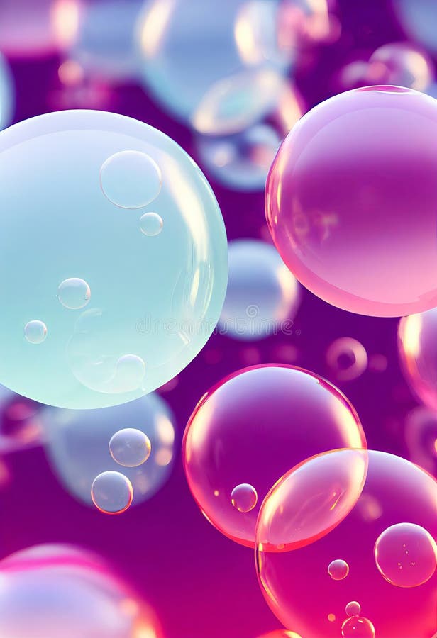 Pink and Blue Soap Bubbles Abstract Background. Stock Illustration ...