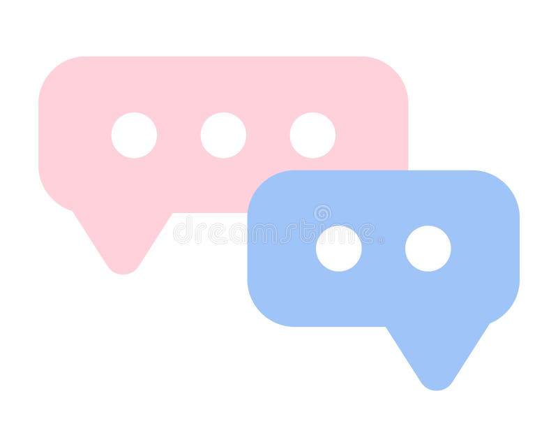 Pink and Blue Speech Bubbles with Dots Inside. Chat Symbol Flat Icons Stock Illustration ...