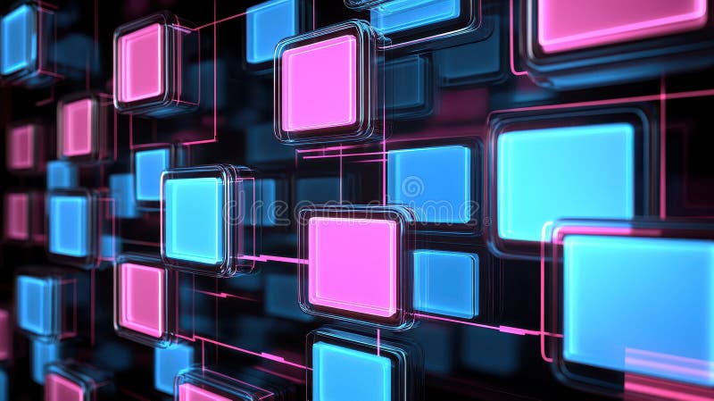 Pink and Blue Squares, Modern Abstract Wall Design with Geometric ...